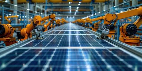 Solar Panel Assembly Line With Robotic Arms Premium Ai Generated Image