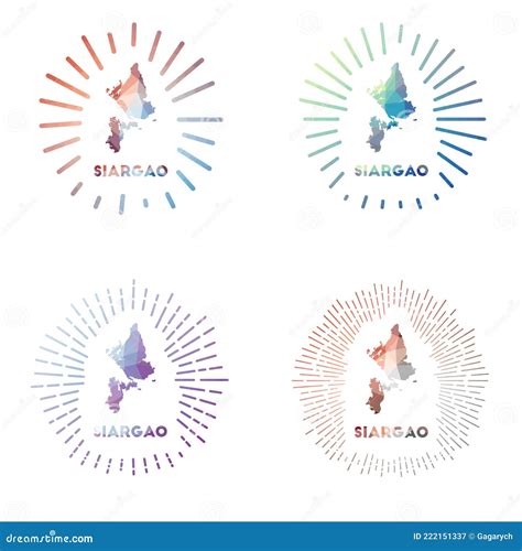 Siargao Logo Grunge Sunburst Poster With Map Of Vector Illustration
