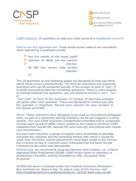 Casp Qualitative Checklist 2018 Pdf Focus Group Scientific Method