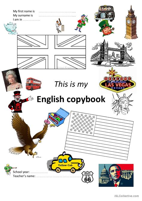 Copybook Cover English Esl Worksheets Pdf And Doc