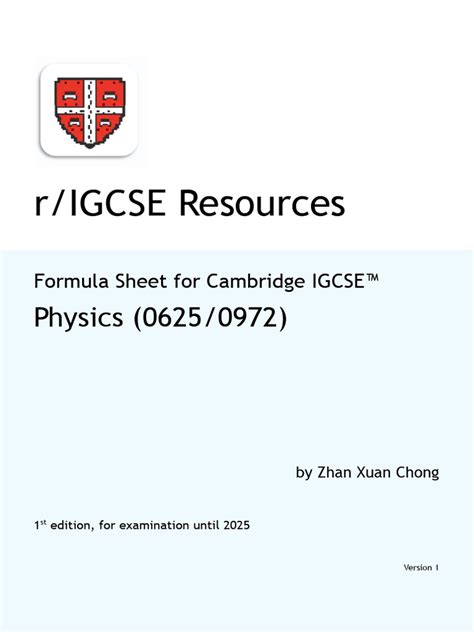 Igcse Resources Physics Formula Sheet Final Pdf Igcse Resources Physics Formula Sheet Final Pdf
