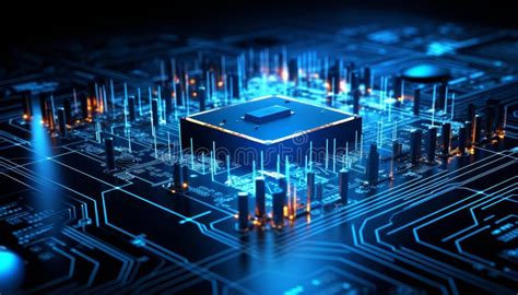 Abstract Cyber Security Concept With Glowing Computer Chip Processor