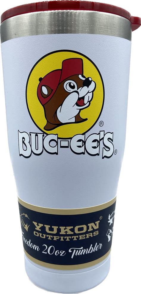 Buc Ees White Stainless Steel Freedom Tumbler With Color Logo Double Wall Vacuum