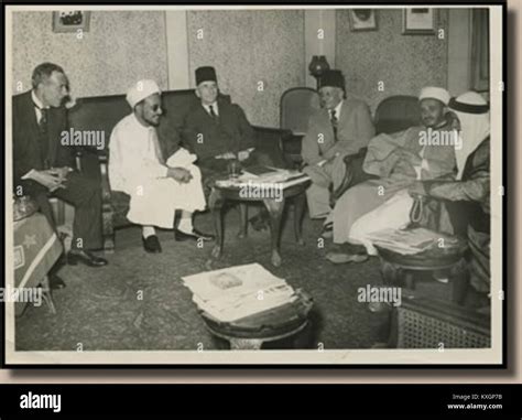 A 1947 Photograph Of Egyptian Politician Saleh Harb Pasha With Visitors