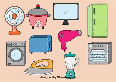 Home Appliances Drawing Set Vector Free Download