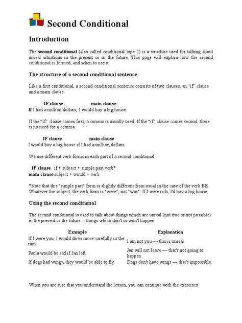 The Structure Of A Second Conditional Sentence Pdf Clause Verb