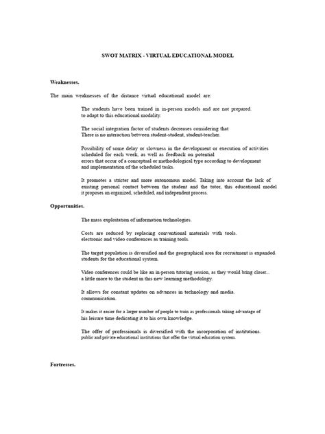 Virtual Education Dofa Pdf Educational Technology Swot Analysis