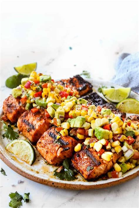 Chili Lime Grilled Salmon With Avocado Corn Salsa Tips And Tricks