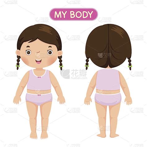 矢量插图的一个女孩显示身体的部分素材 花瓣网