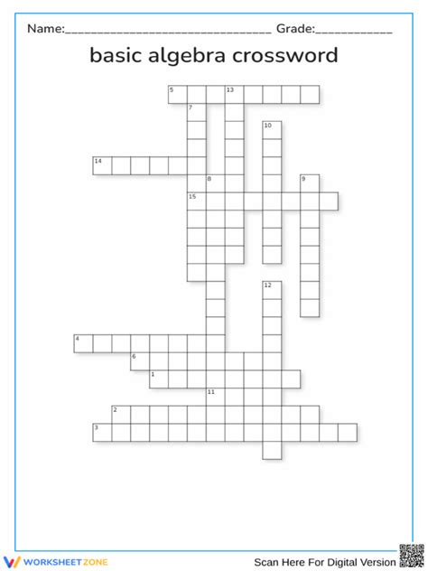 Algebra Crossword Pdf
