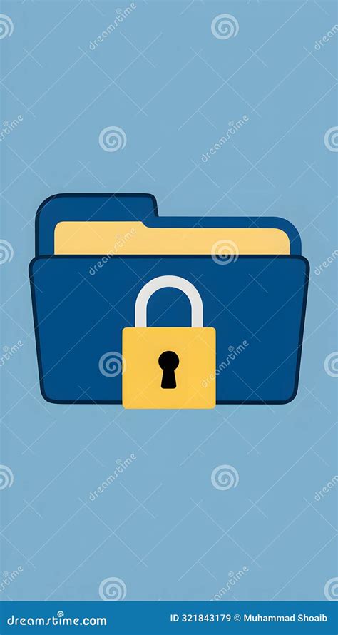 blue folder with yellow padlock icon on light blue background
