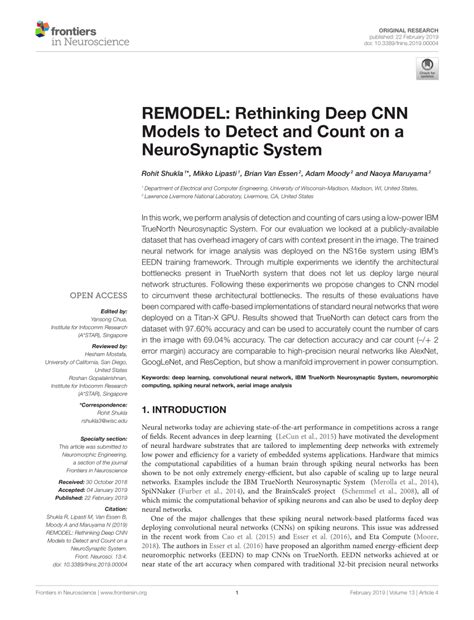 Pdf Remodel Rethinking Deep Cnn Models To Detect And Count On A Neurosynaptic System