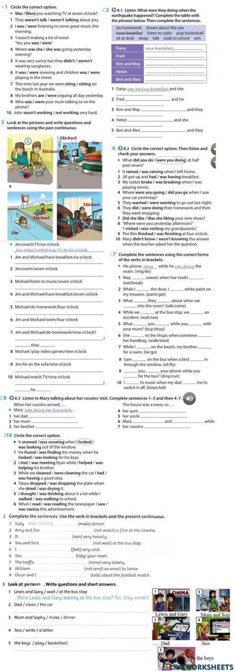 Past Continous Free Interactive Worksheets 4319958