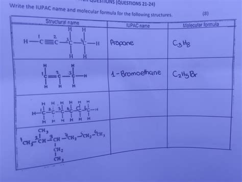 Write The Iupac Name And Molecular Formula For The Following Structures