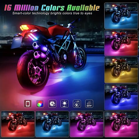 6 Pcs Motorcycle Led Light Kits App Control Multicolor Waterproof