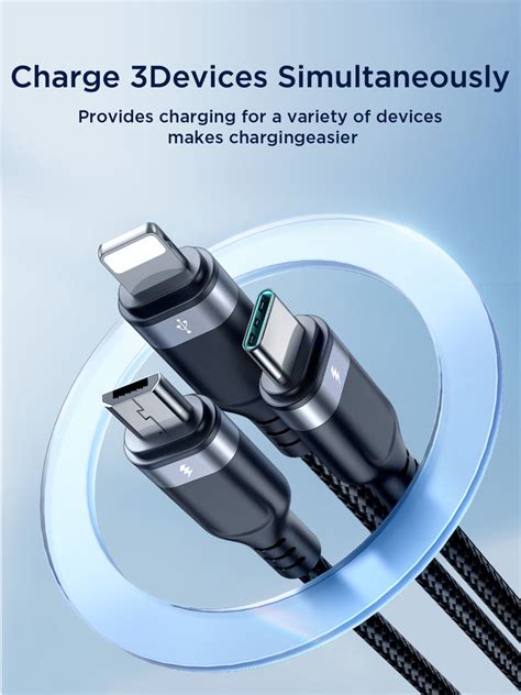 S 1t3018a18 Multi Use 3 5a Lightning Type C Micro 3 In 1 Data Cable 0