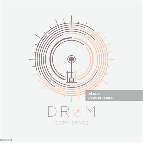 Vetores De Bass Drum Pedal Com Linha Pessoal Círculo Forma Logotipo Ícone Esboço Traço Conjunto