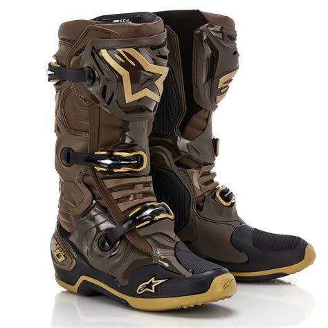 Alpinestars Tech 10 Boot Dark Brown Gold Mcas