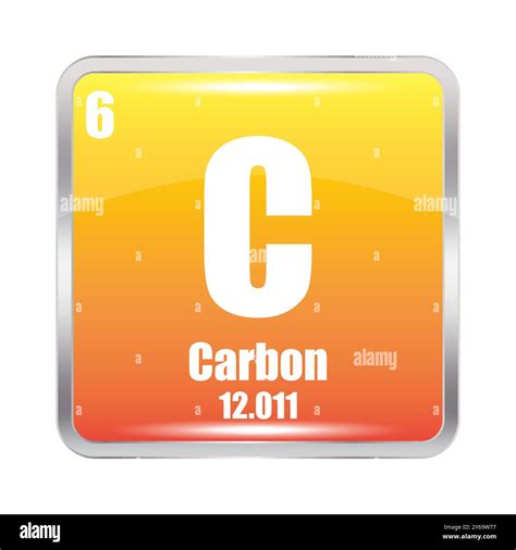 Carbon Element Icon Atomic Number Six Periodic Table Symbol Gradient