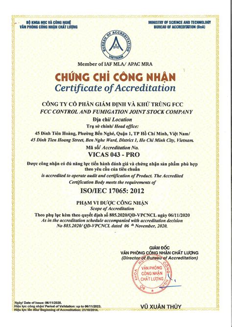 Certificate For Product Certification Pro Isoiec 17065 Fcc Company