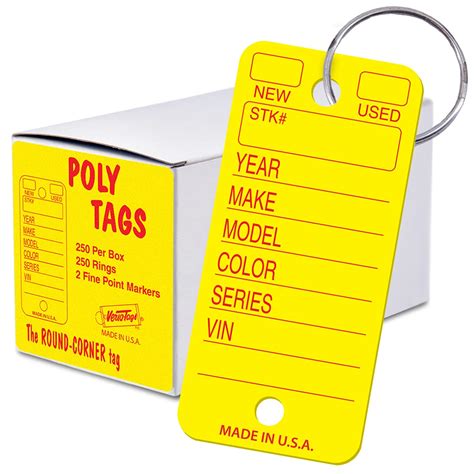 Versa Tags Poly Key Tags Tear Proof Design Perfect For Car Truck Or Rv