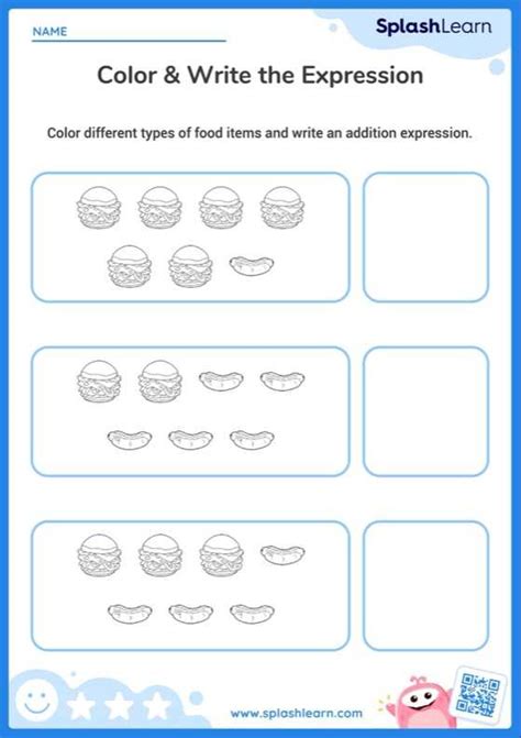 Color Food Items And Add Sum 7 Worksheet