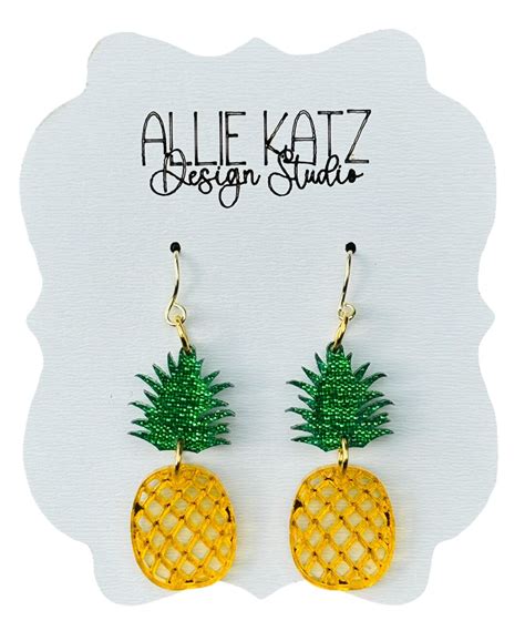 Glitter Pineapple Drop Earrings Tropical Acrylic Jewelry Etsy