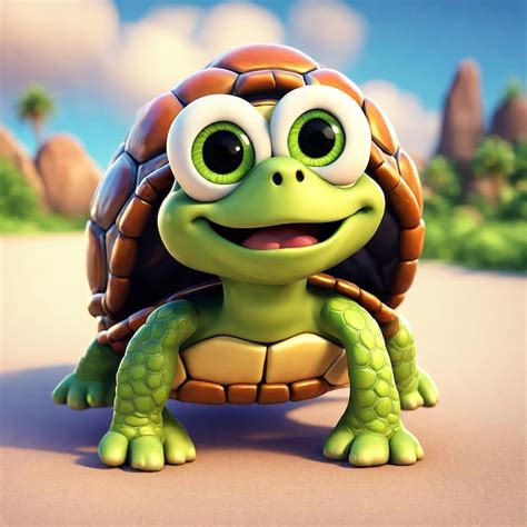 Premium Photo Super Adorable Small Turtle Rendered By Pixar Cartoon