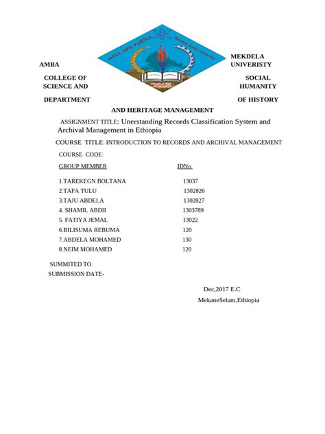 Kedir End Assignment Pdf Archive Records Management