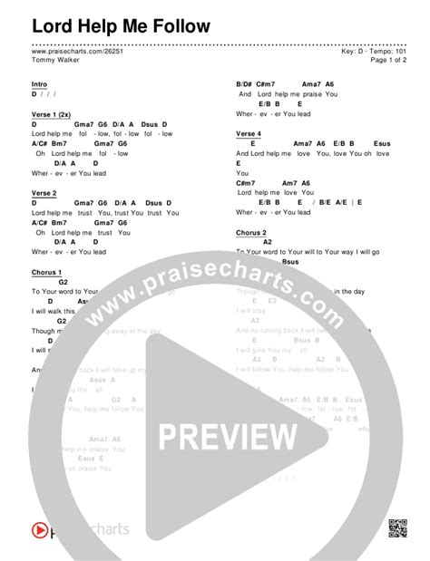 Lord Help Me Follow Chords Pdf Tommy Walker Praisecharts