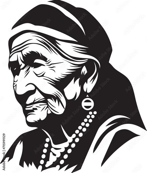 Aging Gracefully Monochromatic Grandma Symbol Time Honored Beauty Black