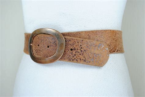 Rustic Brown Cracked Thick Leather Belt 90s Vintage Hip 2 Wide Tan