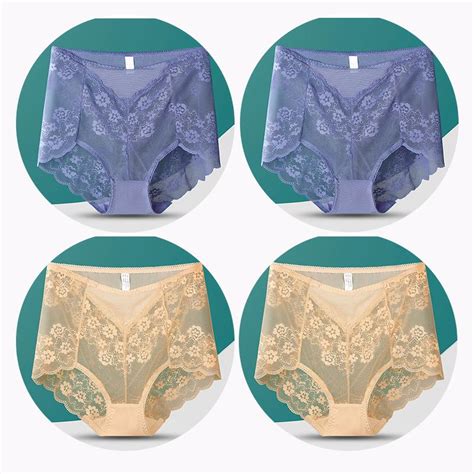 Cheap 4pcslot Sexy Hollow Lace High Waist Womens Panties Belly