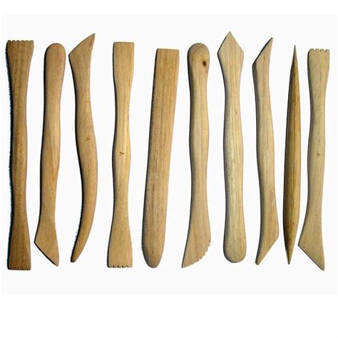 Pack Of 10 Double Ended Wooden Clay Tools Economy Of Brighton