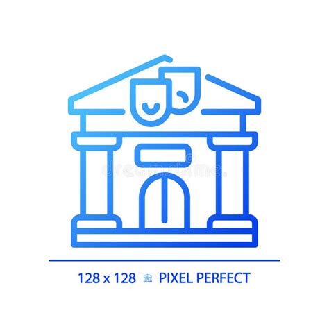 2d Blue Gradient Thin Line Library Icon Stock Vector Illustration Of