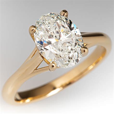 Oval Brilliant Cut Diamond Engagement Ring 14k Yellow Gold 201ct Ksi2 Gia