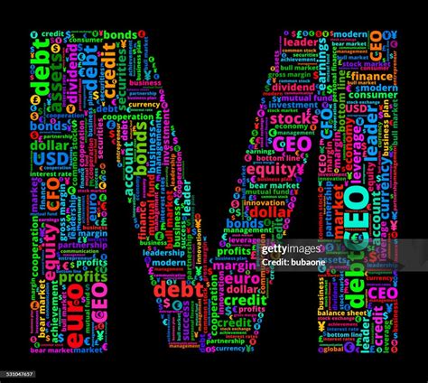 Letter M On Business And Finance Word Cloud High Res Vector Graphic