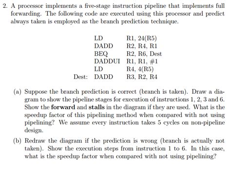 Solved A Processor Implements A Five Stage Instruction