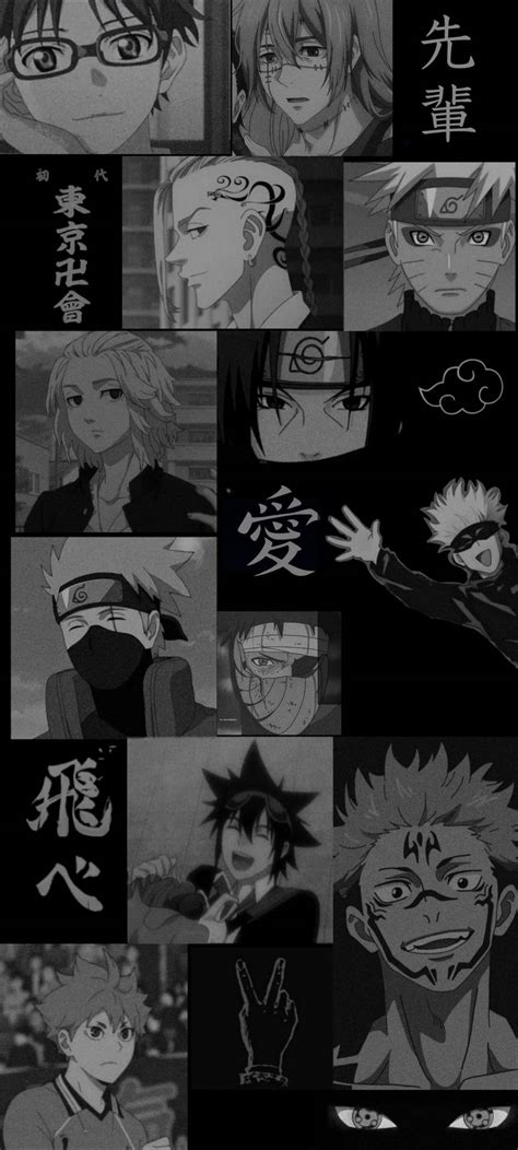 Download Anime Collage Black And White Pfp Wallpaper