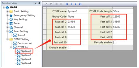 HA G DTMF Function Settings