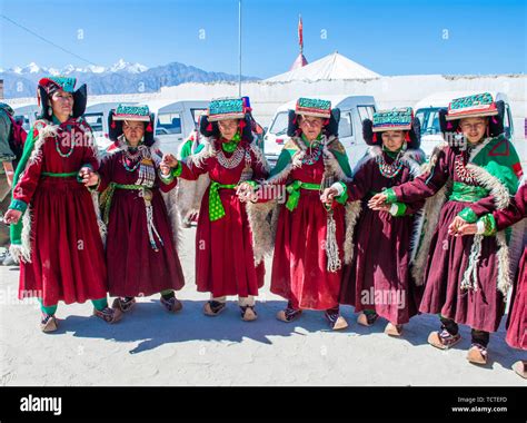 Ladakhi People With Traditional Costumes Participates In The Ladakh