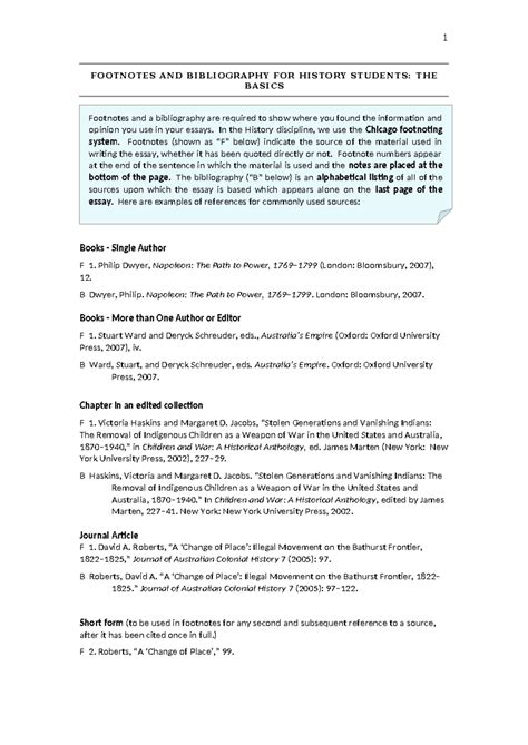 History Referencing Guide Footnotes And Bibliography Basics Studocu