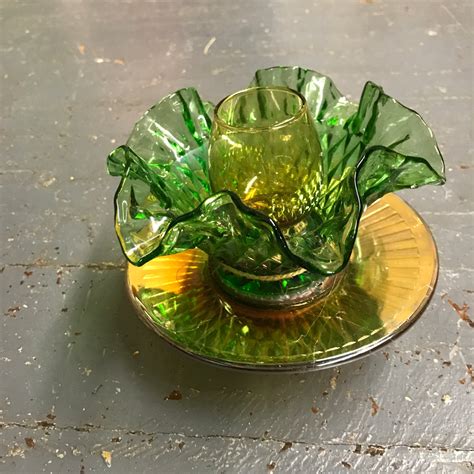 Glass Garden Flower Small Green Yellow Thedepotlakeviewohio