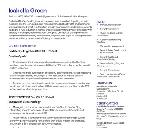 2 Devsecops Engineer Cv Examples [ Free Templates]