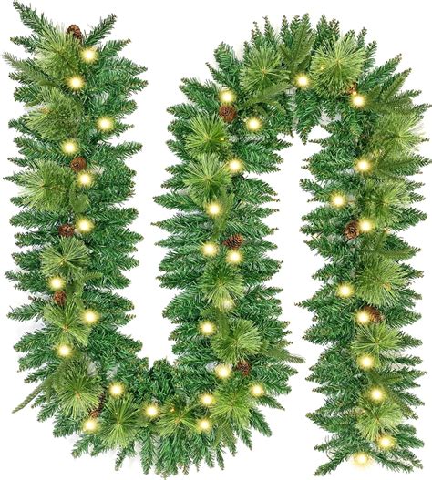 Holiday Time Pre Lit Pine Christmas Garlands With 100