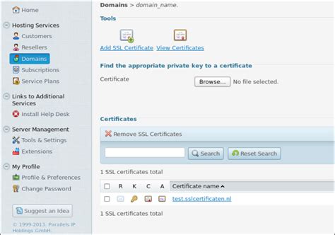 Plesk Control Panel Beveiligen Met SSL Certificaat