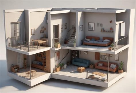 Premium Photo A Model Of A House With A Couch And A Couch In The Middle