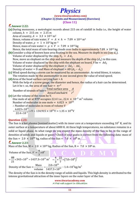 Ncert Solutions For Class 11 Physics Chapter 2 Units And Measurements