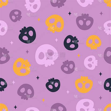可爱的人类头骨无缝图案，矢量插图
