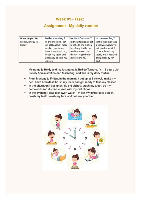 Week 01 Daily Routine Week 01 Task Assignment My Daily Routine